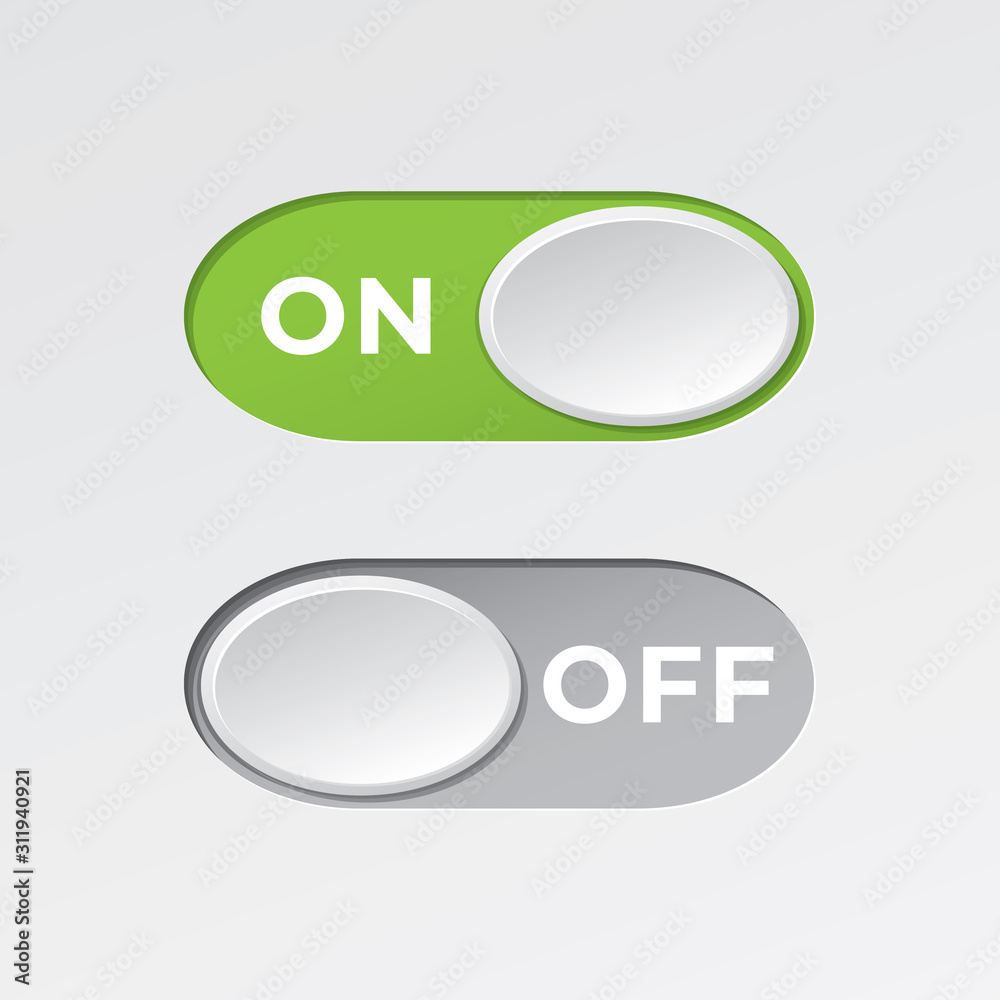 On and Off Ellipse Shape Toggle Switch Buttons with Lettering Modern ...
