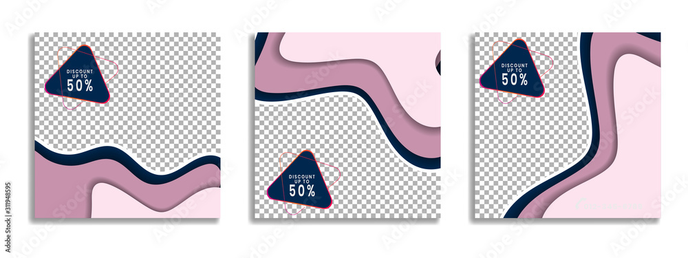 Editable social media templates in paper cut style, Instagram stories ...