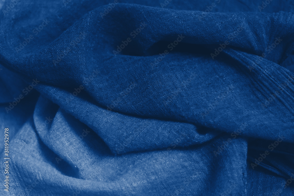 Navy classic blue fabric texture background top view. Crumpled Cloth Blank Background. Colour of ...