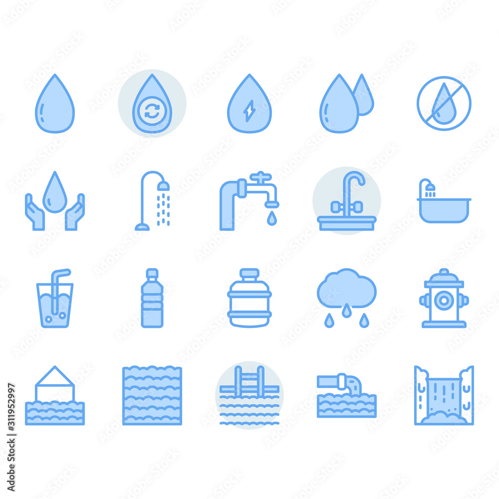 Water icon and symbol set Stock Vector | Adobe Stock