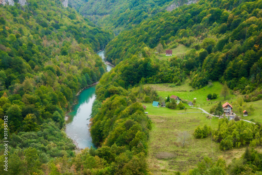 Fotka „ Tara river canyon, mountains and forests around in the Durmitor ...