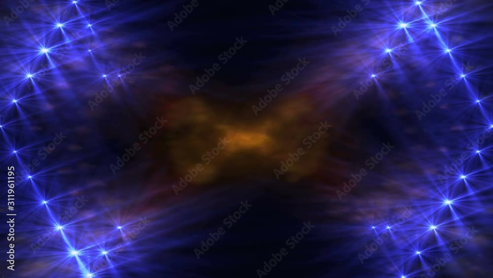 Led screen pixel light flashing with spotlights, shines, lights flare ...