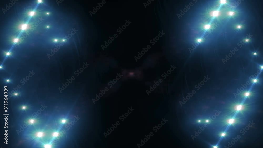 Led screen pixel light flashing with spotlights, shines, lights flare ...