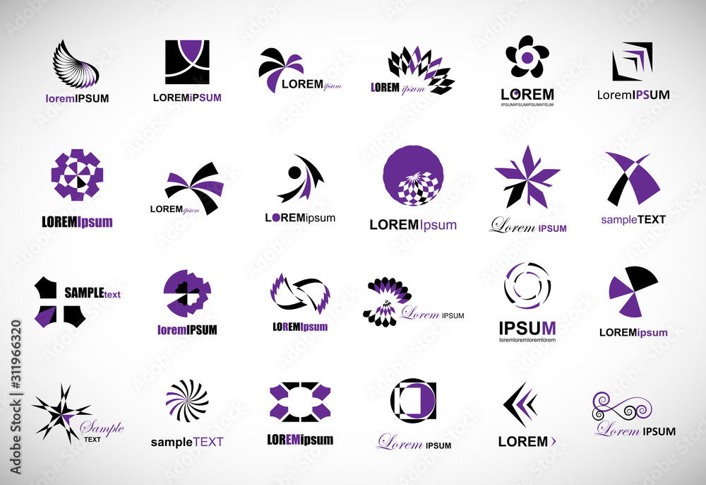 Abstract Element Logo Set. Vector Isolated On Gray. Abstract Element ...