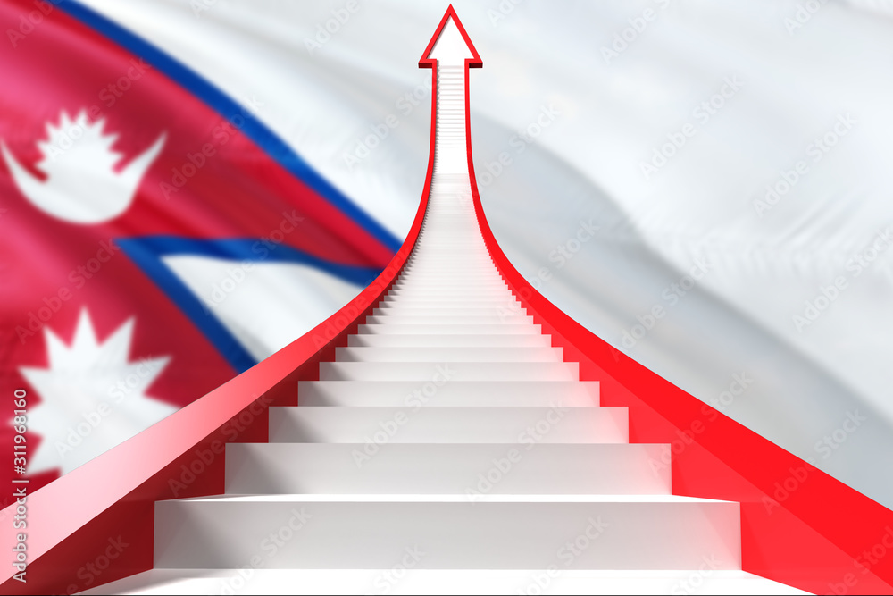 Nepal success concept. Graphic shaped staircase showing positive ...