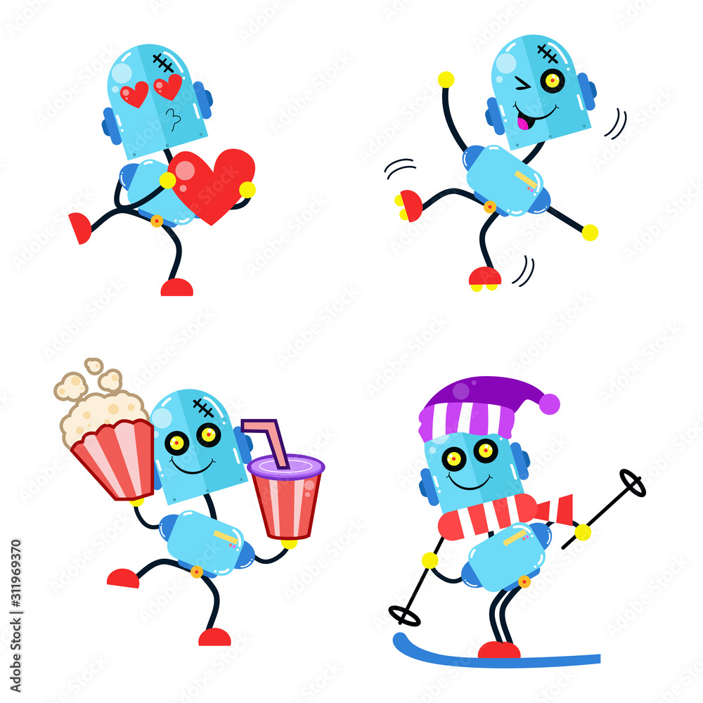 Fun Robot Activity Set. Boy Robot Robots. Cartoon Cute Vector Template ...