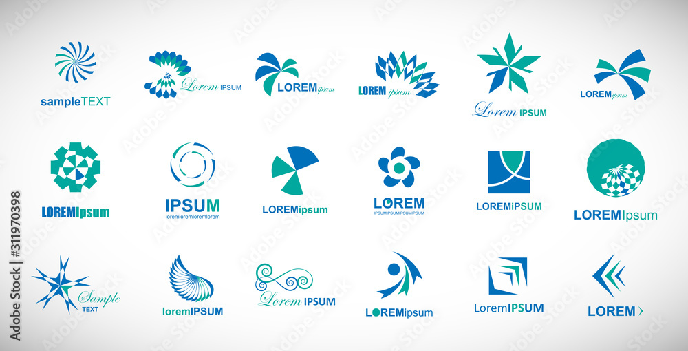 Abstract Element Logo Set. Vector Isolated On Gray. Abstract Element ...