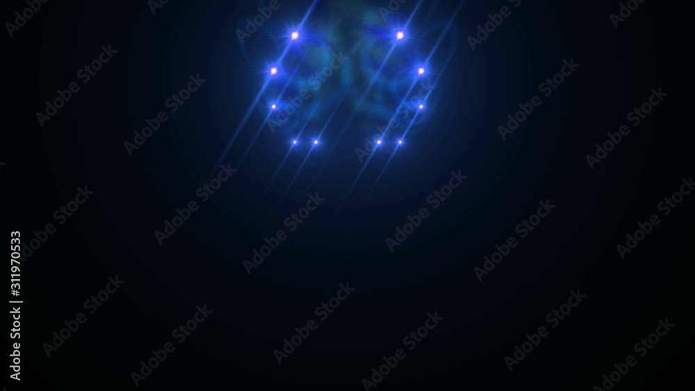 Led screen pixel light flashing with spotlights, shines, lights flare ...