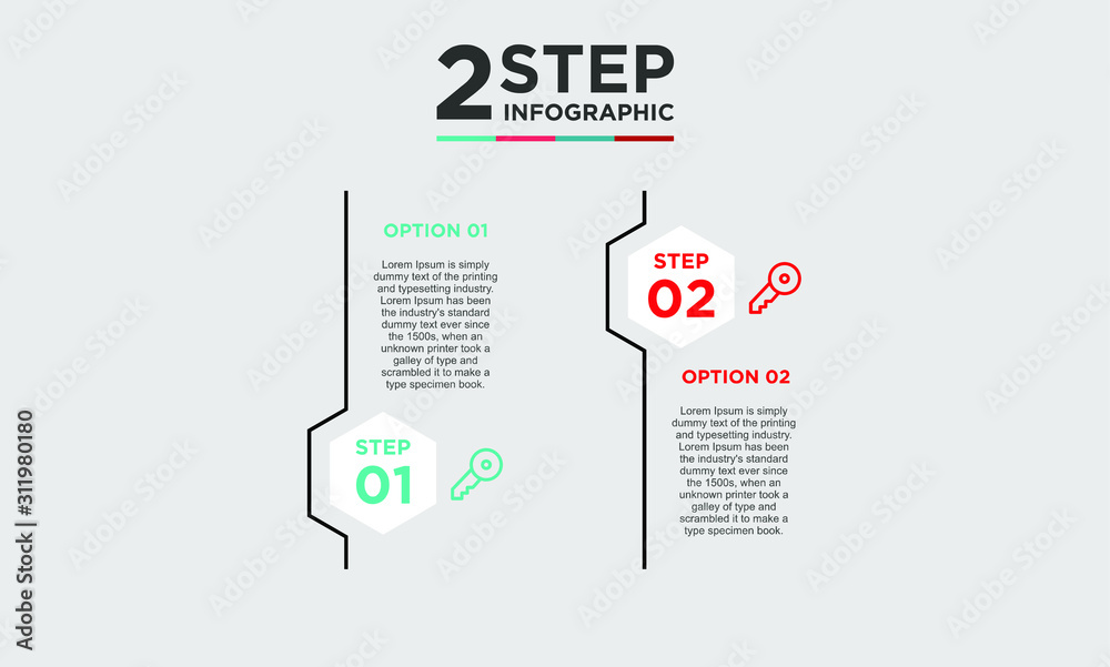 2 step infographic element. Business concept with twooptions and number ...