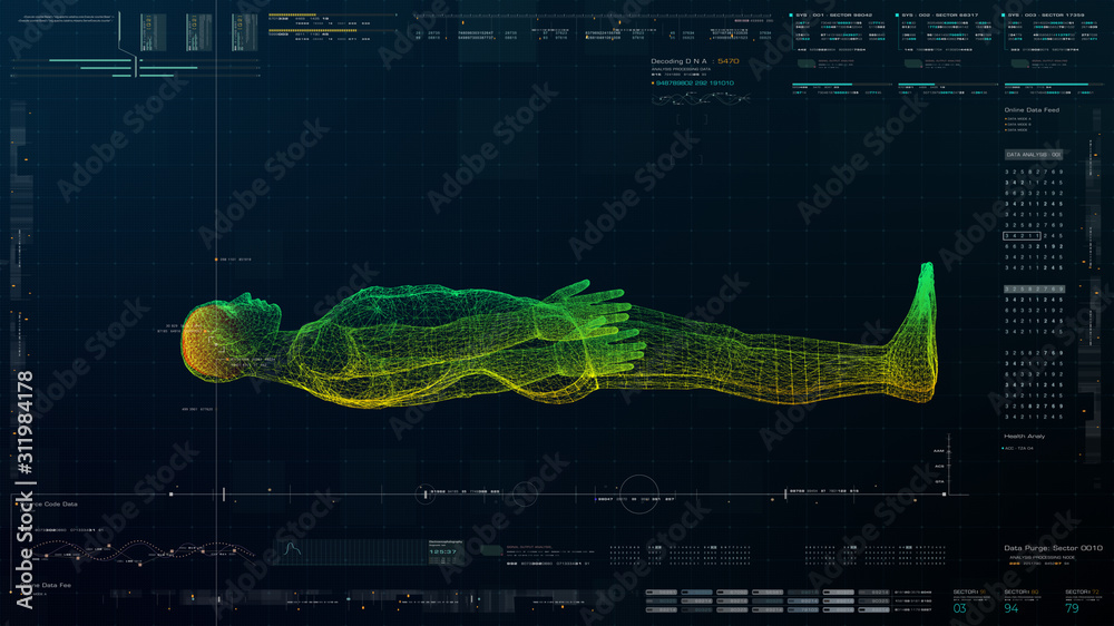 Futuristic head up display motion element virtual biomedical ...