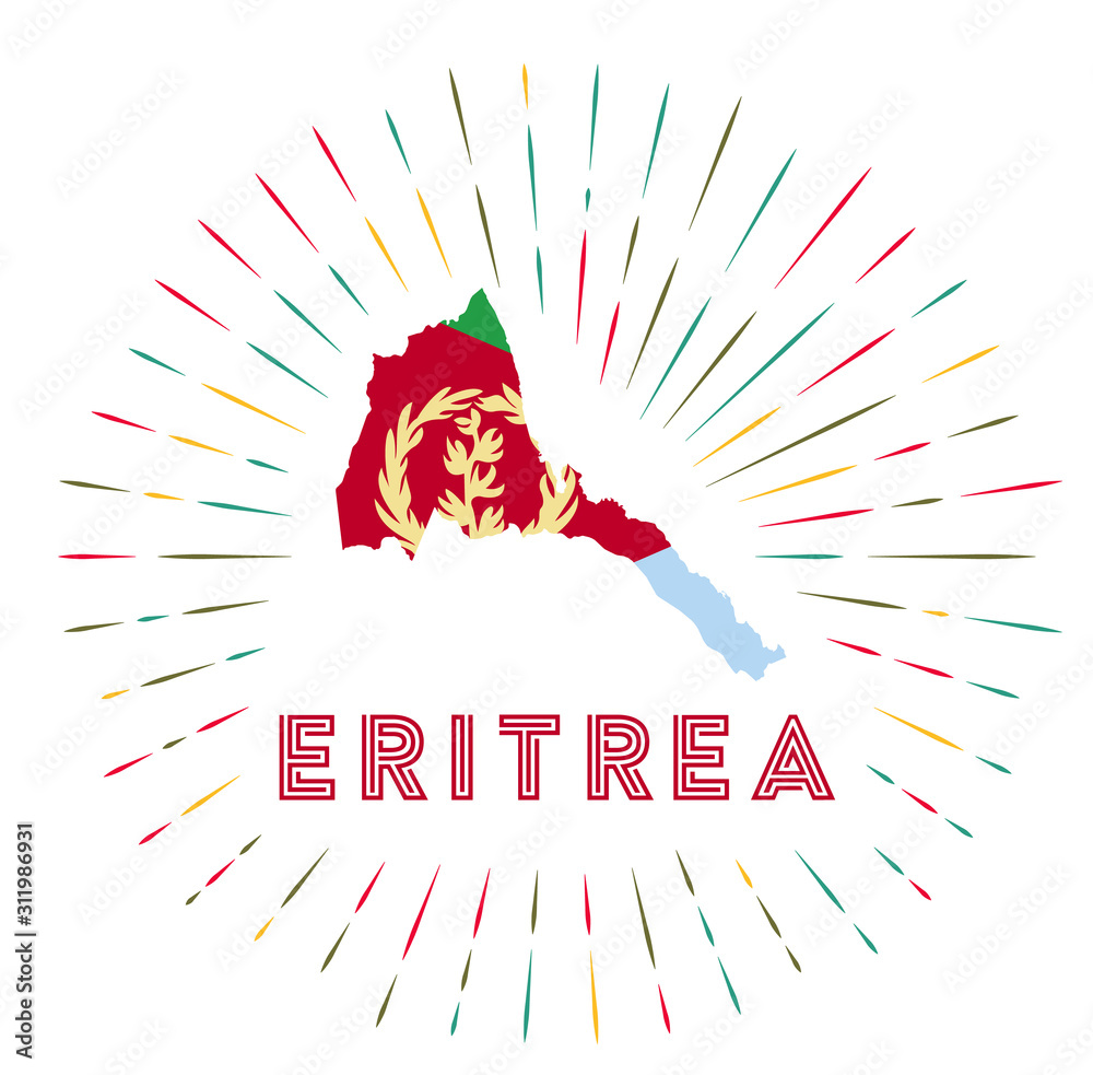 Eritrea sunburst badge. The country sign with map of Eritrea with ...
