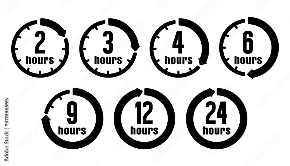 Timer, clock vector icon illustration set ( hours ) Stock Vector ...