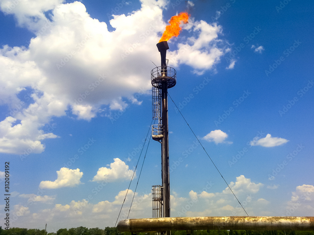 Flare for flaring associated gas. The end point of the pressure Stock ...