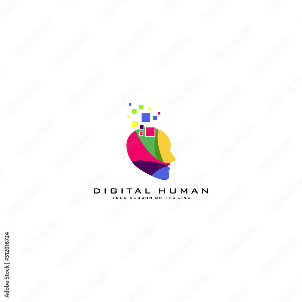 human digital logo design vector Stock Illustration | Adobe Stock