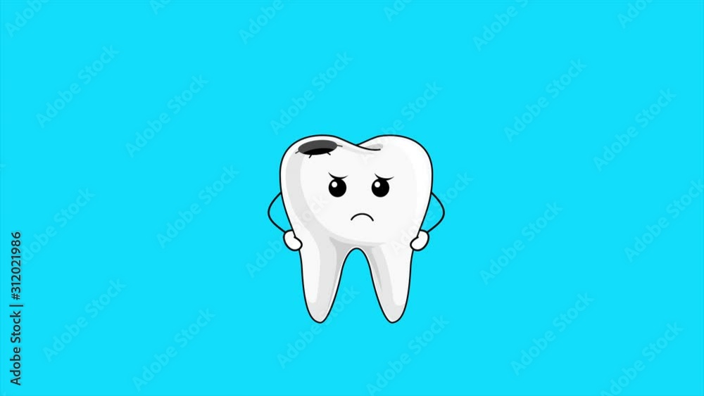 Vidéo Stock Set of cute cartoon tooth character in different pose ...