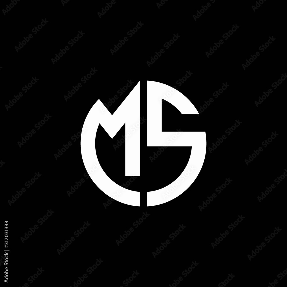 MS monogram logo circle ribbon style design template Stock Vector ...