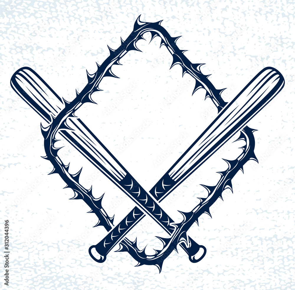 Baseball bats crossed vector criminal gang logo or sign, gangster style ...