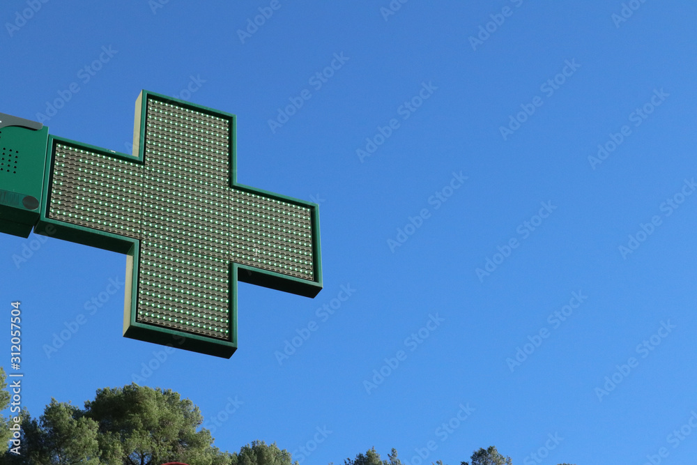 Green cross symbol of pharmacy Stock Photo | Adobe Stock