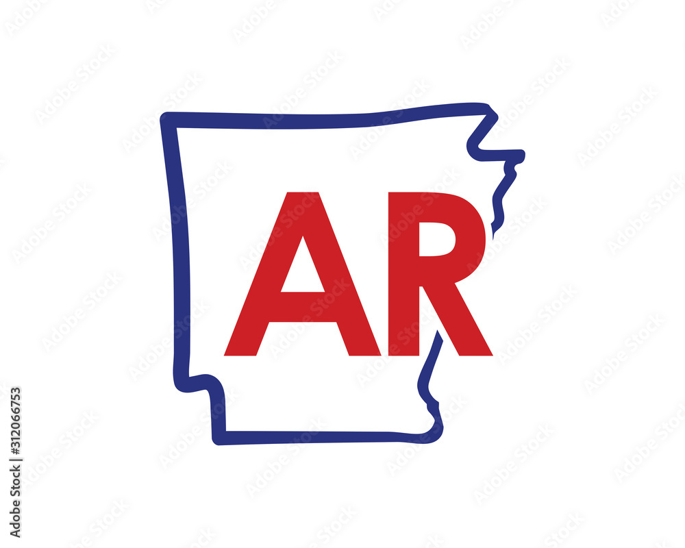 Outline Arkansas Map And abbreviations Logo Design Template 002 Stock ...