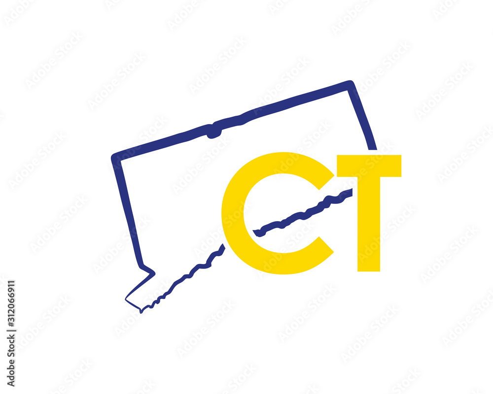 Outline Connecticut Map And abbreviations Logo Design Template 002 ...