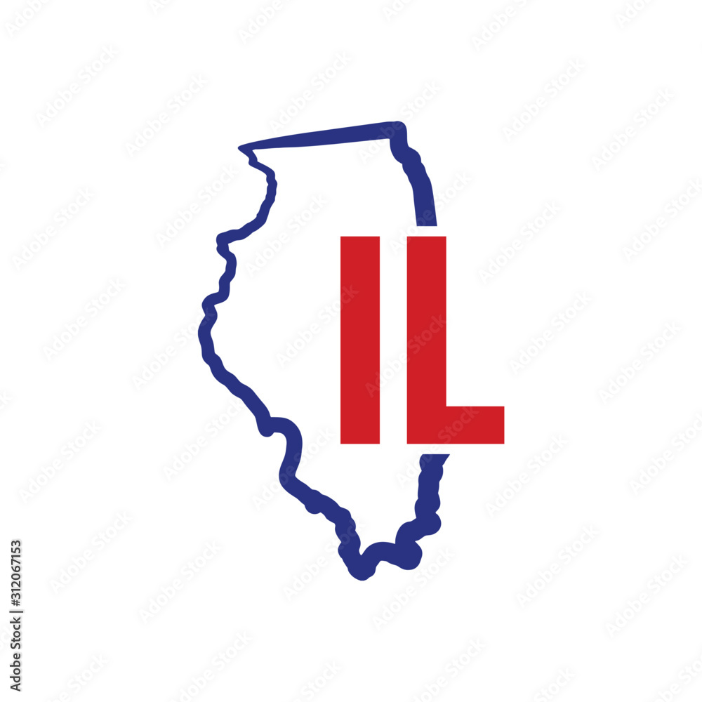 Outline Illinois Map And abbreviations Logo Design Template 002 Stock ...