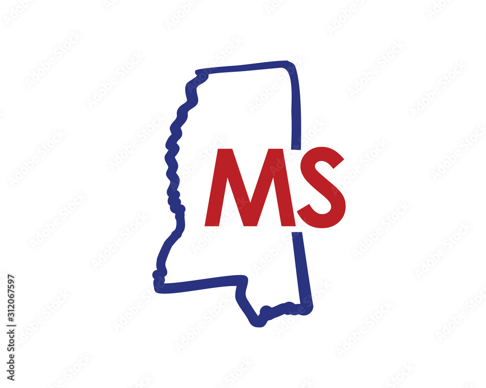 Outline Mississippi Map And abbreviations Logo Design Template 002 ...