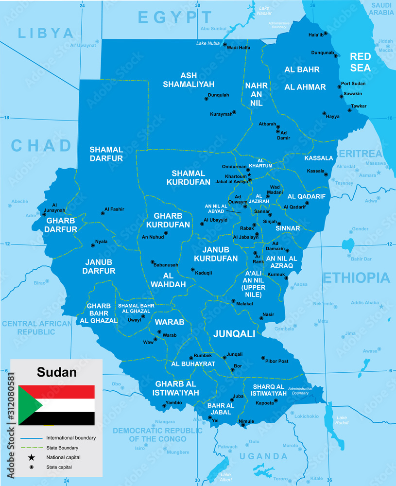 map of Sudan vector illustration Stock Vector | Adobe Stock