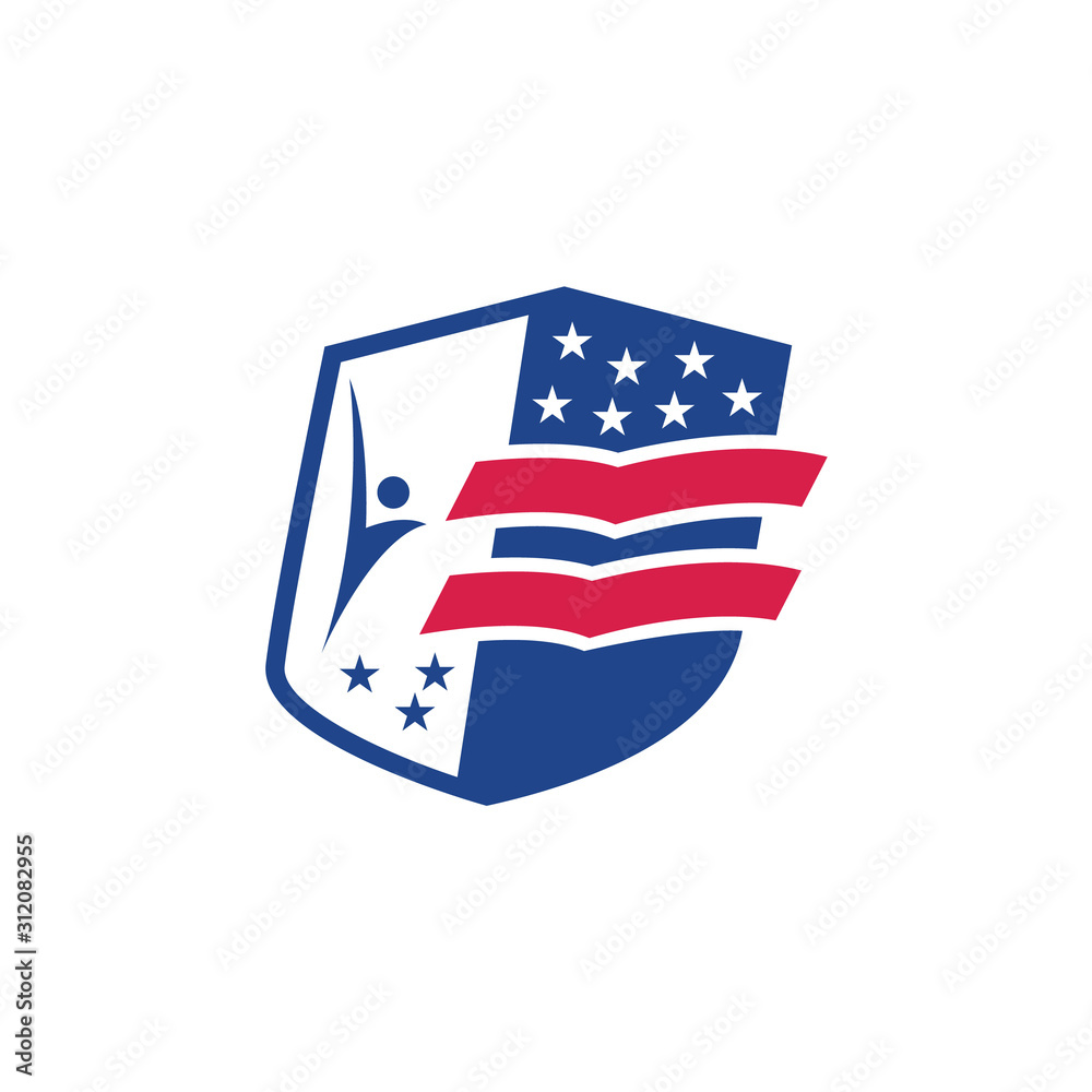 American shield logo for sports. Vintage American labels set. Fully ...
