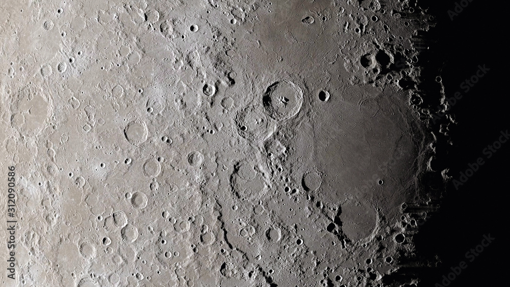 Moon surface close up. Craters and furrows on the surface of the earth ...