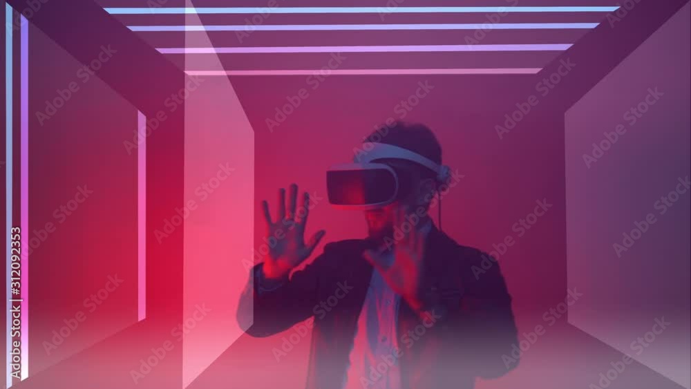 Futuristic vision on virtual reality in glasses with sensor display ...