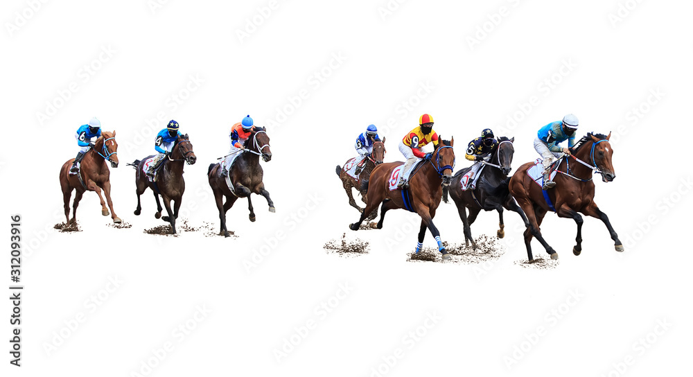 jockey horse racing isolated on white background Stock Photo | Adobe Stock