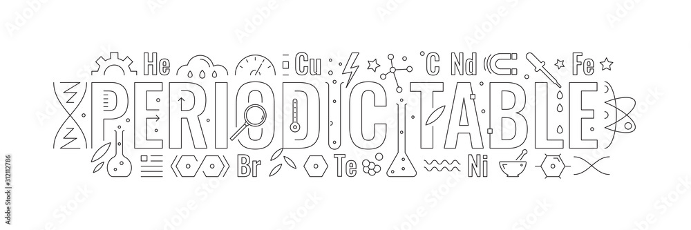 periodic table and periodic table symbols. technical drawing periodic ...