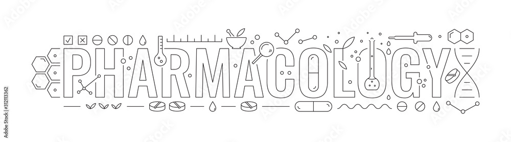 pharmacology and pharmacology symbols. technical drawing pharmacology ...