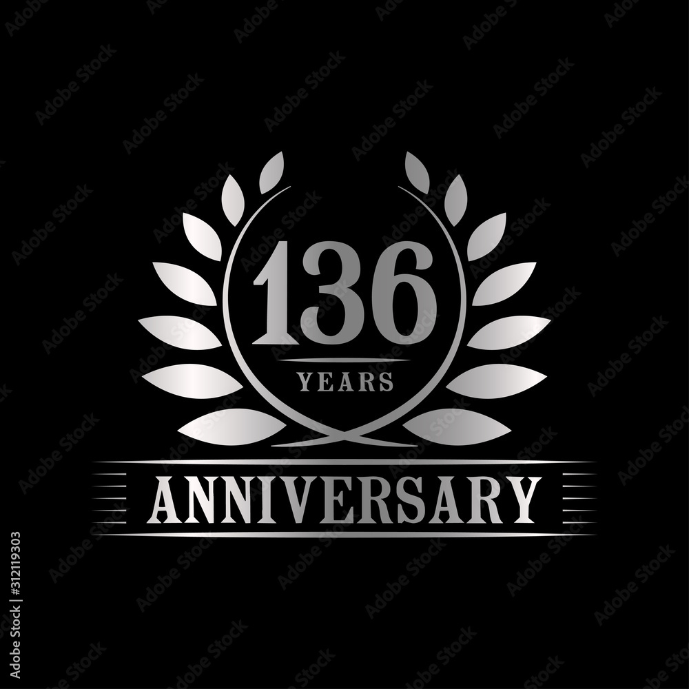 136 years logo design template. Anniversary vector and illustration ...