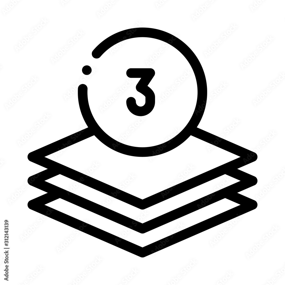 Three Layers Icon Vector. Outline Three Layers Sign. Isolated Contour ...