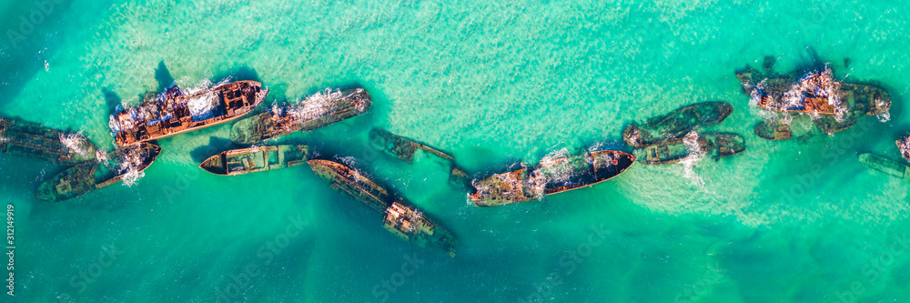Tangalooma Shipwrecks off Moreton island, Queensland Australia Stock ...