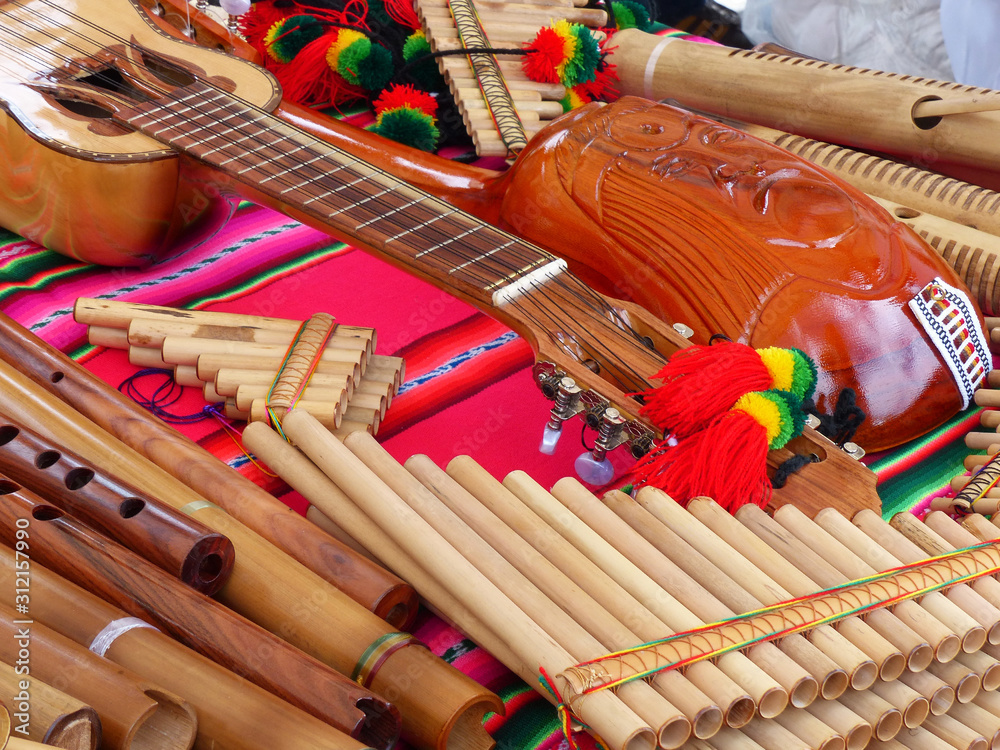 Photo & Art Print Pan flute o panpipes flute, folk musical instrument ...