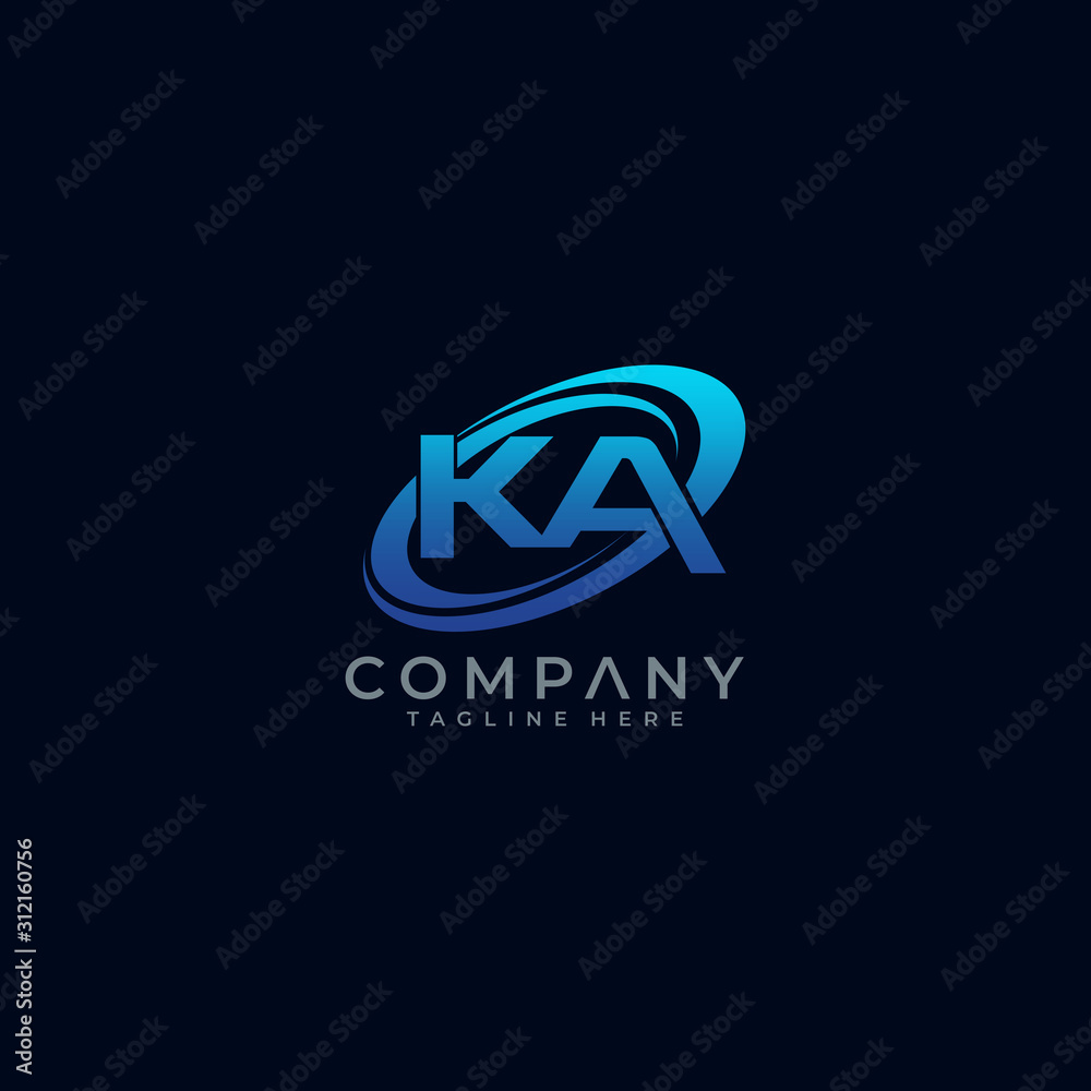 Letter KA Circle Swoosh Logo Design Vector Stock Vector | Adobe Stock