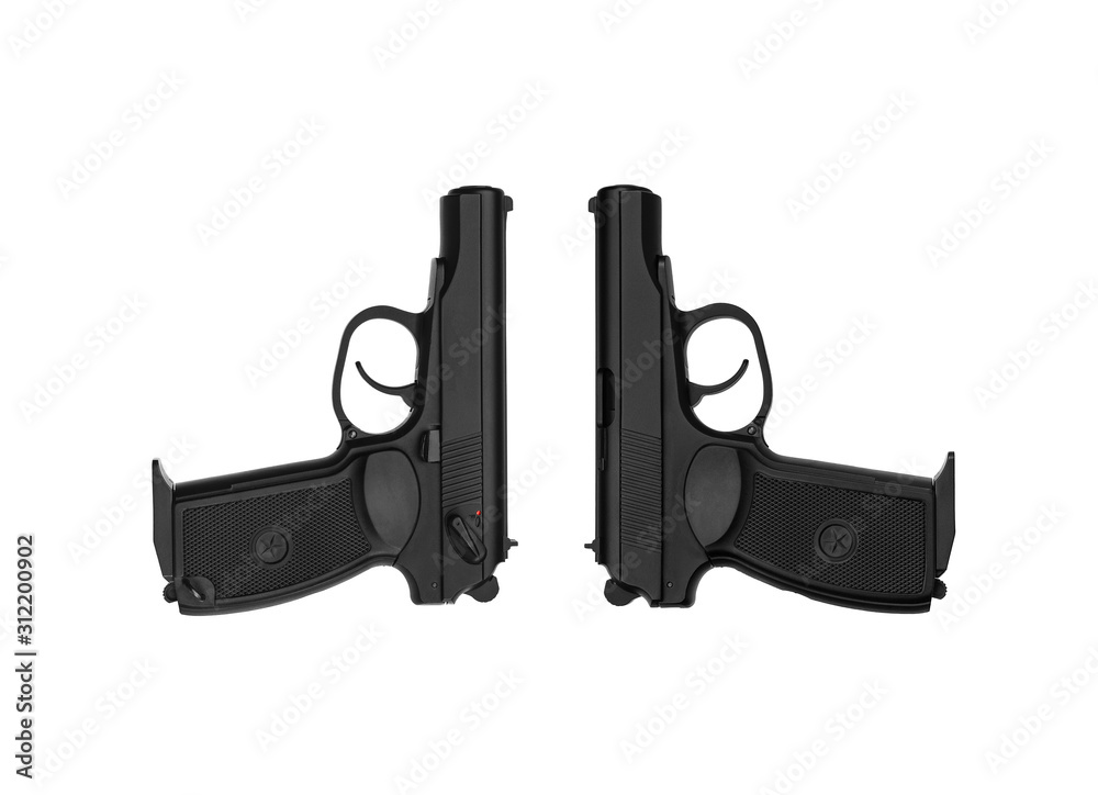 Russian Soviet gun isolate on white background. Soviet militia and ...