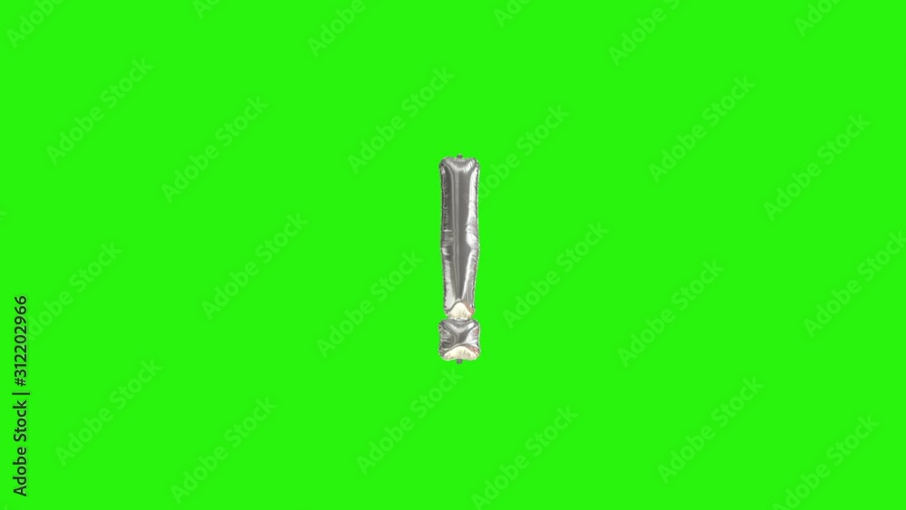 Silver symbol EXCLAMATION MARK. Silver foil helium balloon symbol ...
