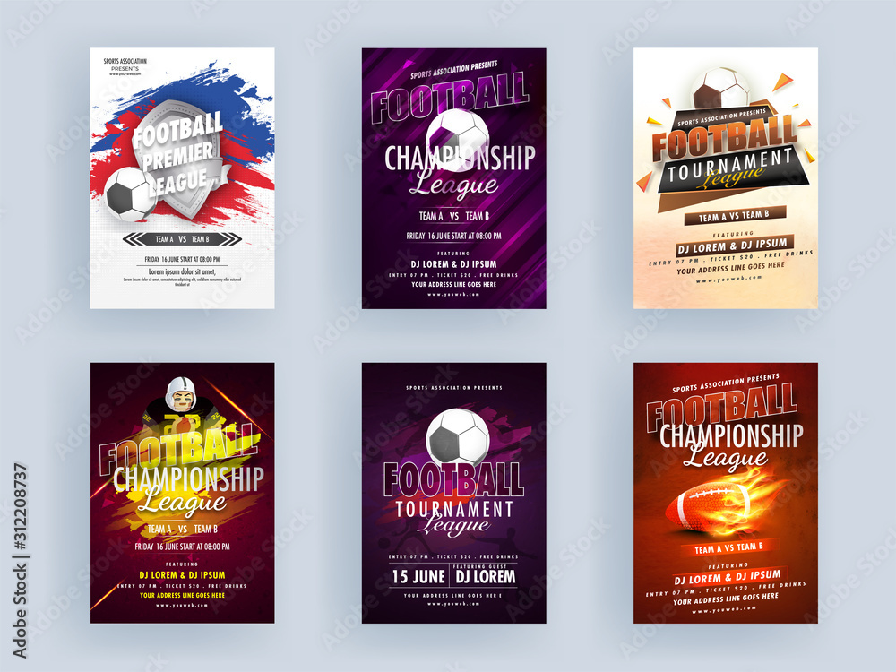 Football League (Championship and Tournament) Template or Flyer Design ...