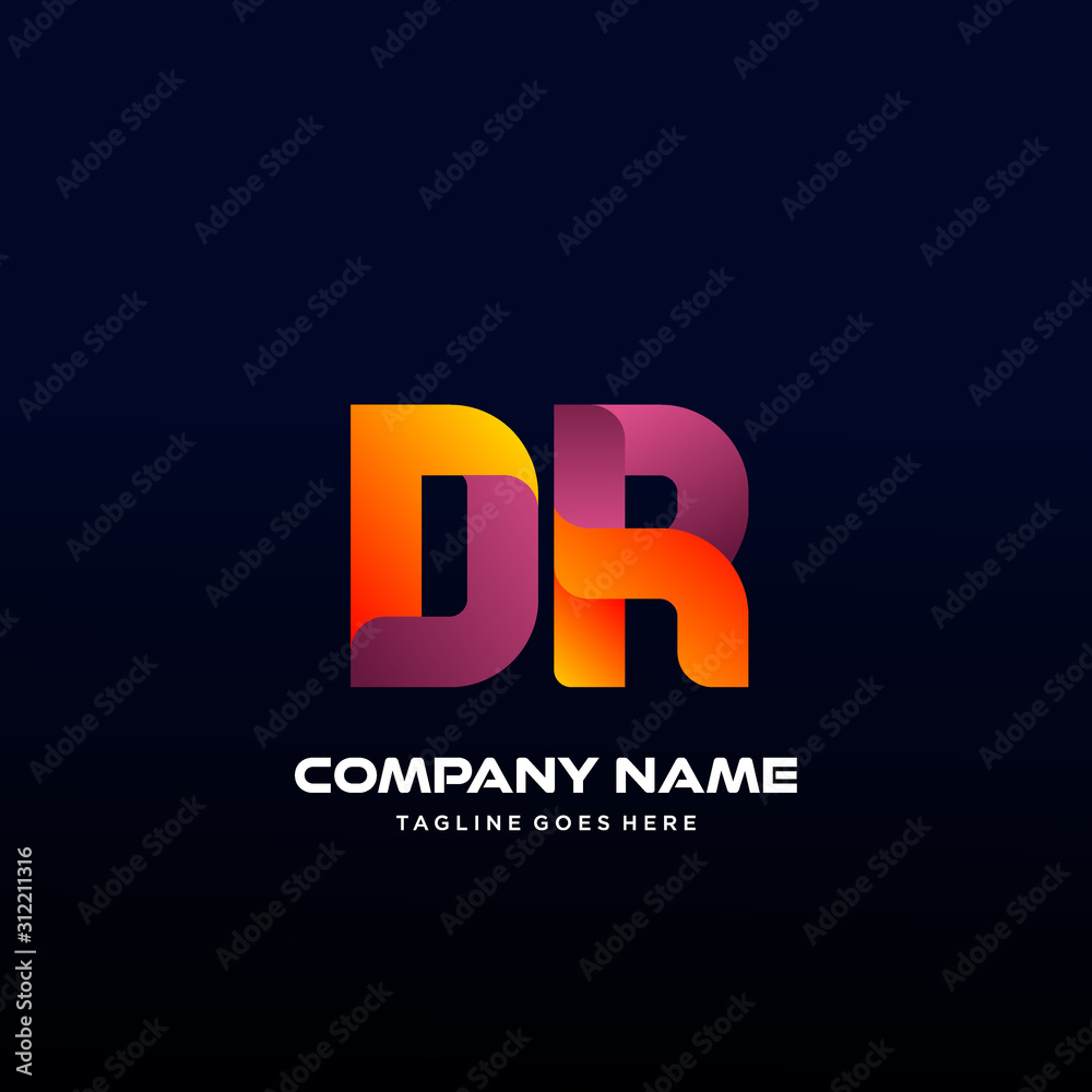 Letter DR initial Logo Vector With colorful Stock Vector | Adobe Stock