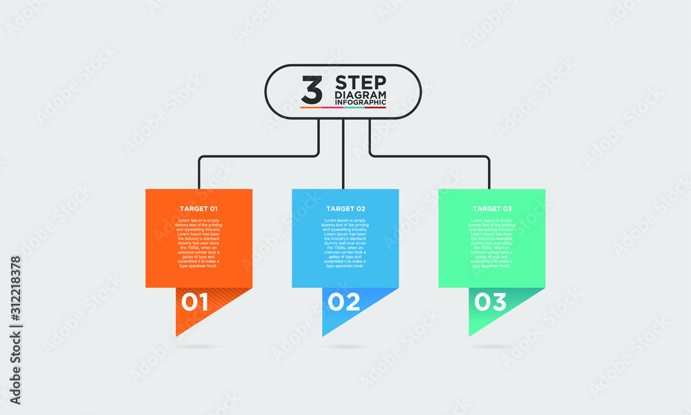 3 step diagram infographic element. Business concept with three options ...