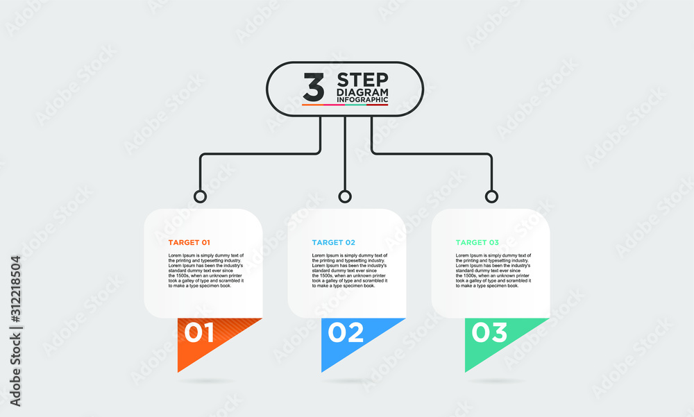 3 step diagram infographic element. Business concept with three options ...
