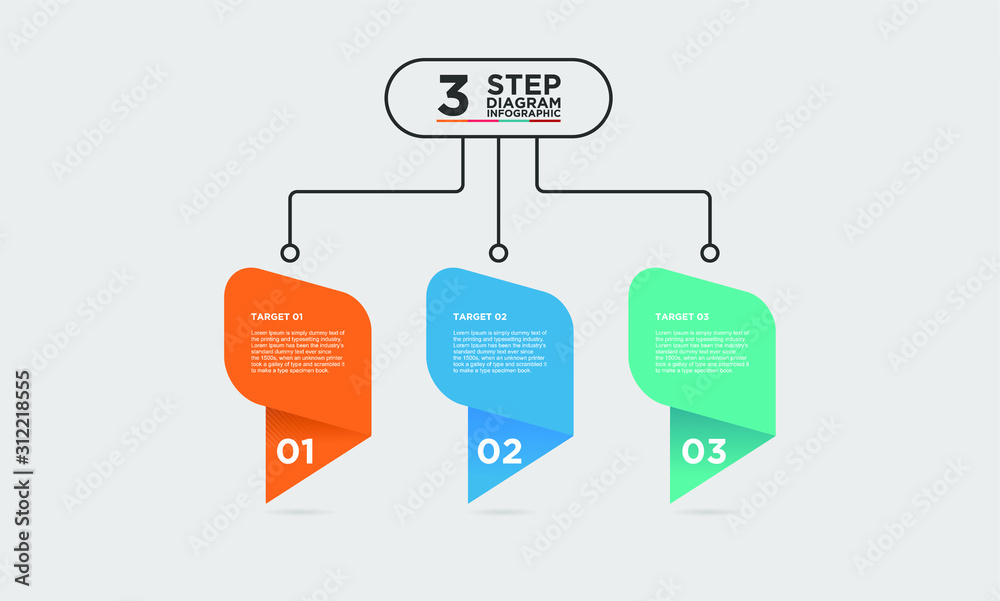 3 step diagram infographic element. Business concept with three options ...