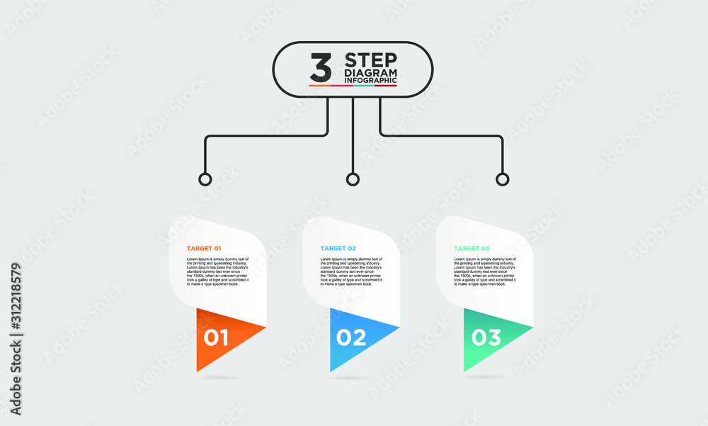 3 step diagram infographic element. Business concept with three options ...