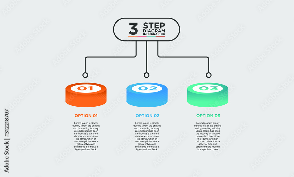 3 step diagram infographic element. Business concept with three options ...