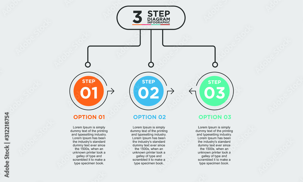 3 step diagram infographic element. Business concept with three options ...