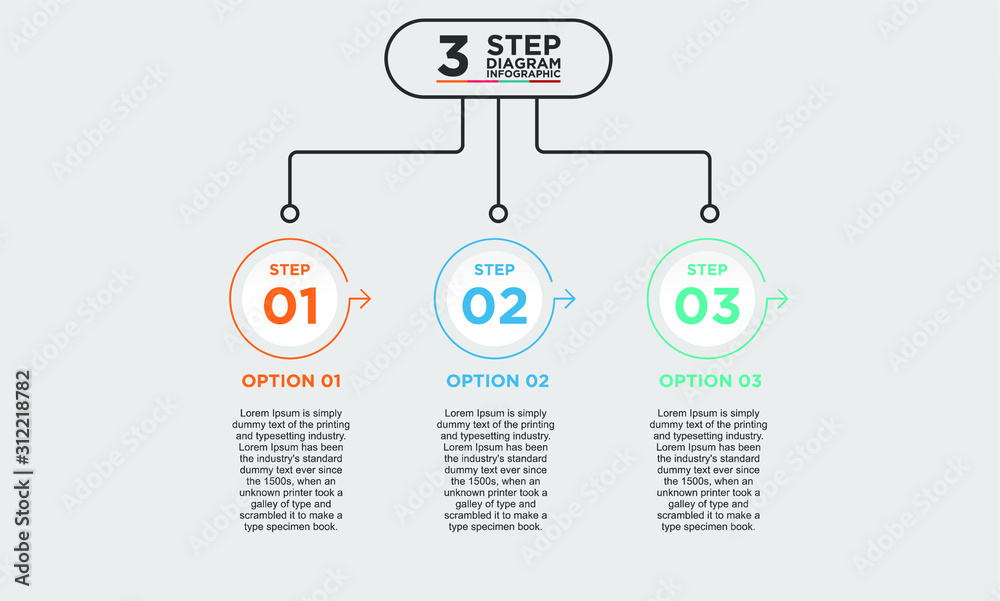 3 step diagram infographic element. Business concept with three options ...