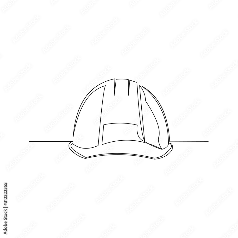 continuous line drawing of contractor helmet vector illustration Stock ...